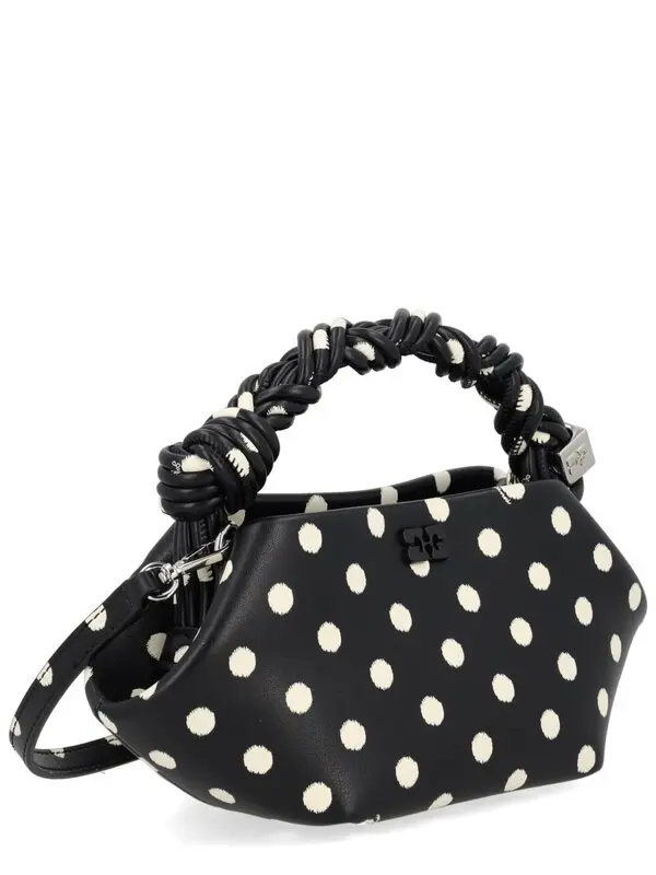 GANNI Mini Bou Bag With Twisted Handle And Polka Dot Pattern - Black