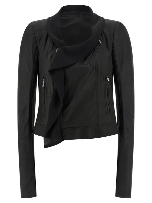 Rick Owens Scarf Biker Jacket - Black