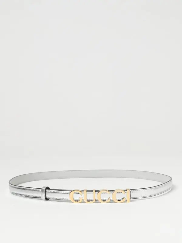 Gucci Metallic Logo Belt - Silver