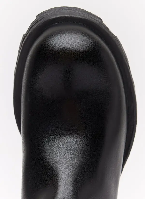 DIESEL® Leather Knee-high Boots With Side Logo Plaque - Black