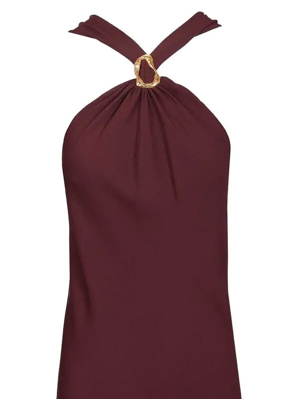 FORTE_FORTE Moroccan Crepe Halter Neck Dress With Golden Buckle