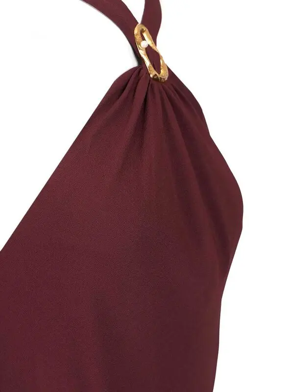 FORTE_FORTE Moroccan Crepe Halter Neck Dress With Golden Buckle