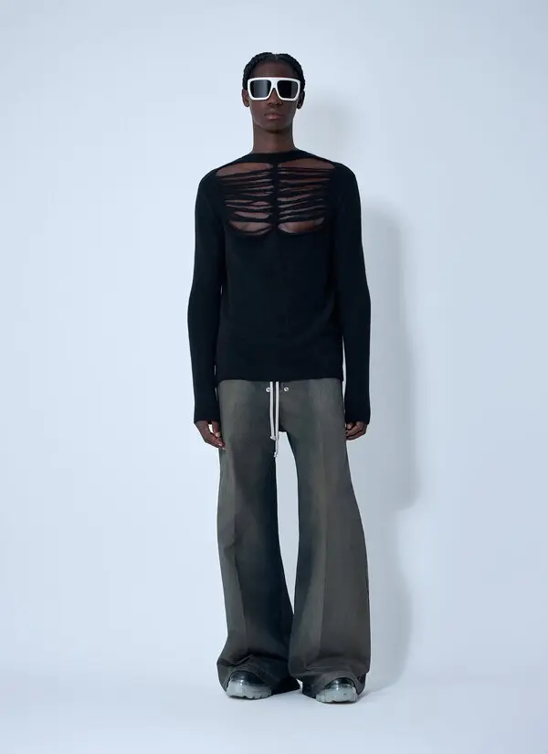 Rick Owens Wool-blend Knit Distressed Top - Black