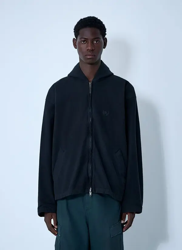 Balenciaga Logo Motif Zip-up Fleece Jacket