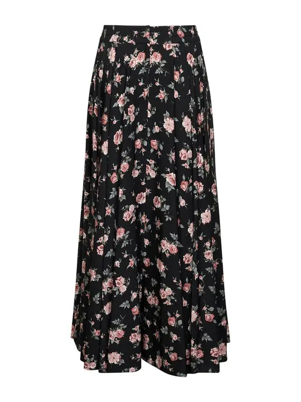Dolce & Gabbana Vintage Rose Print Charmeuse Long Skirt - Multicolor