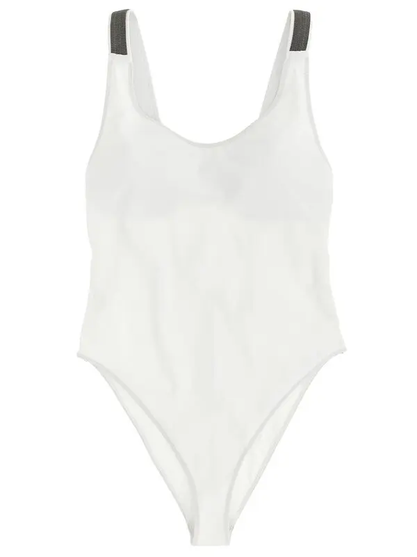 Brunello Cucinelli Precious Details' One-piece Swimsuit - White