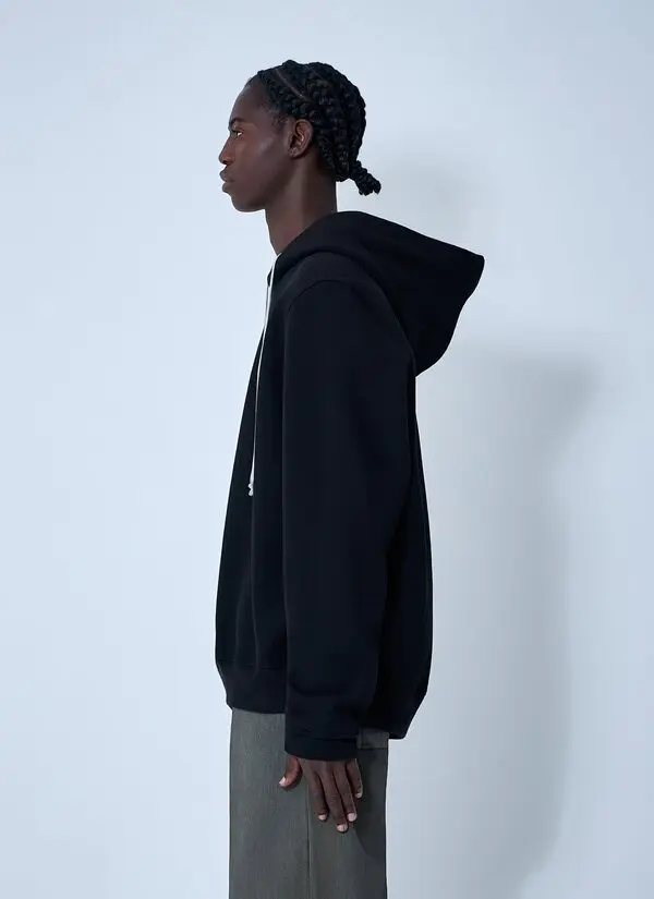 Rick Owens Cotton Hooded Sweatshirt - Black