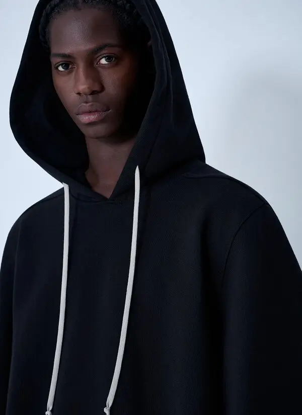Rick Owens Cotton Hooded Sweatshirt - Black