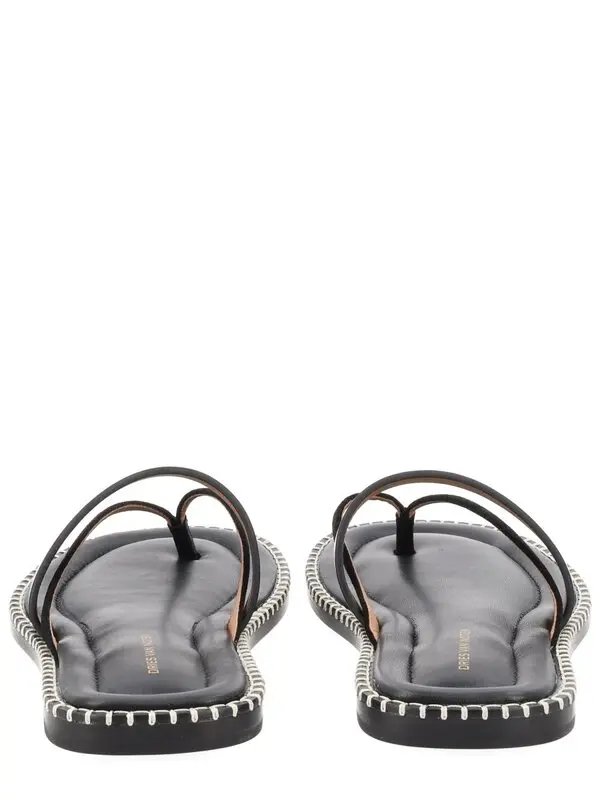 Dries Van Noten Leather Thong Sandals - Black
