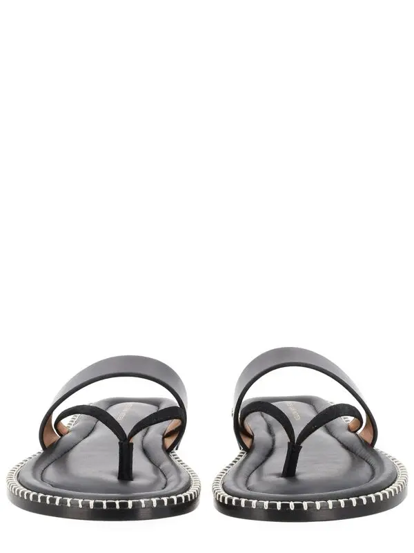 Dries Van Noten Leather Thong Sandals - Black
