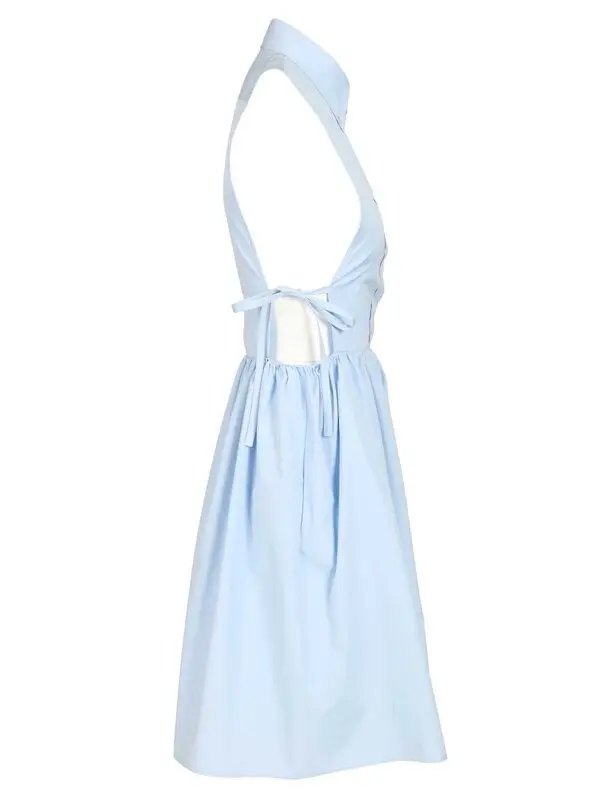 Miu Miu Sleeveless Poplin Shirt Dress With Bow Detail