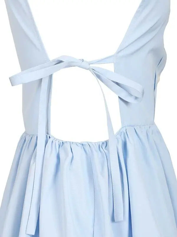 Miu Miu Sleeveless Poplin Shirt Dress With Bow Detail
