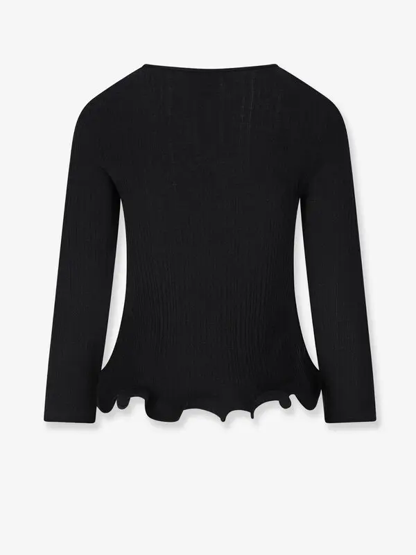 Fendi Wool Knitwear With Ruffle Detail - Black