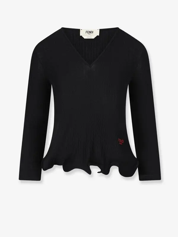Fendi Wool Knitwear With Ruffle Detail - Black