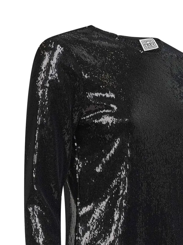 TOTEME Black Sequin Long-sleeved Top - Multicolor