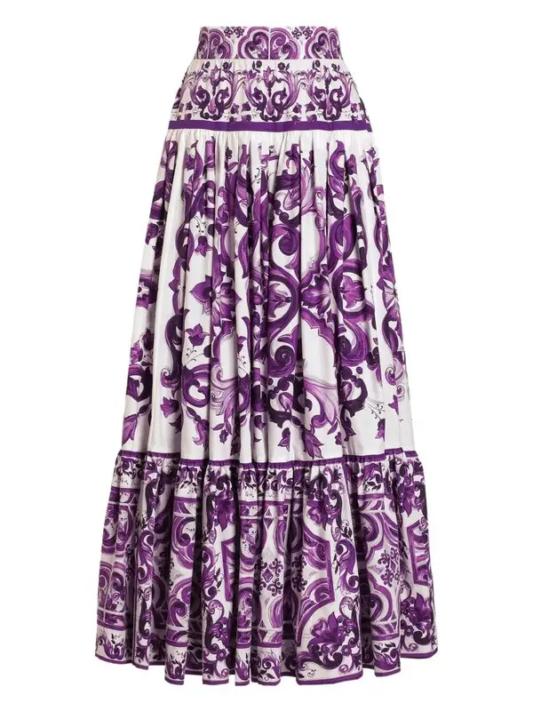 Dolce & Gabbana Long Skirt With Majolica Print - Multicolor