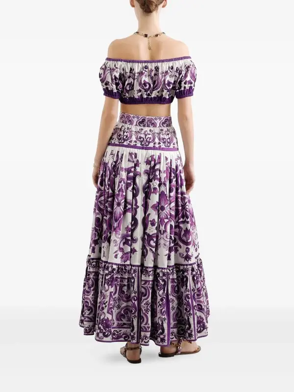 Dolce & Gabbana Long Skirt With Majolica Print