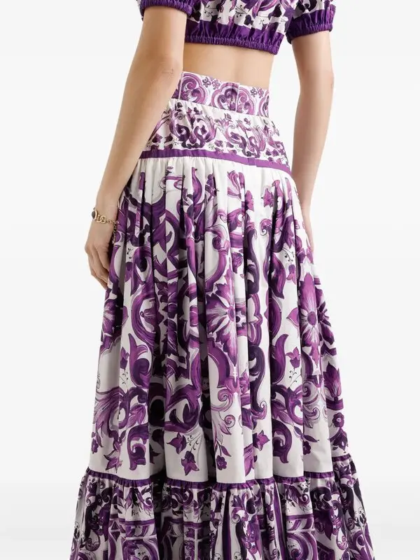 Dolce & Gabbana Long Skirt With Majolica Print