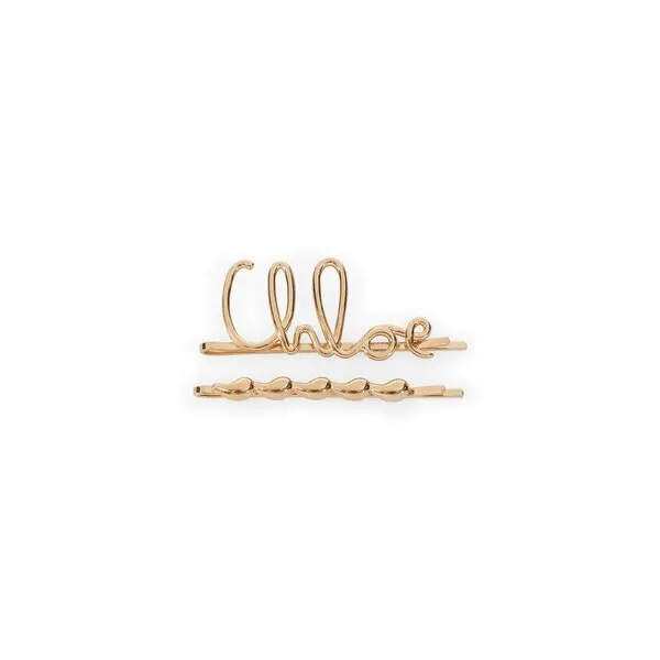 Chloé Gold Brass Icon Hair Clips - Silver