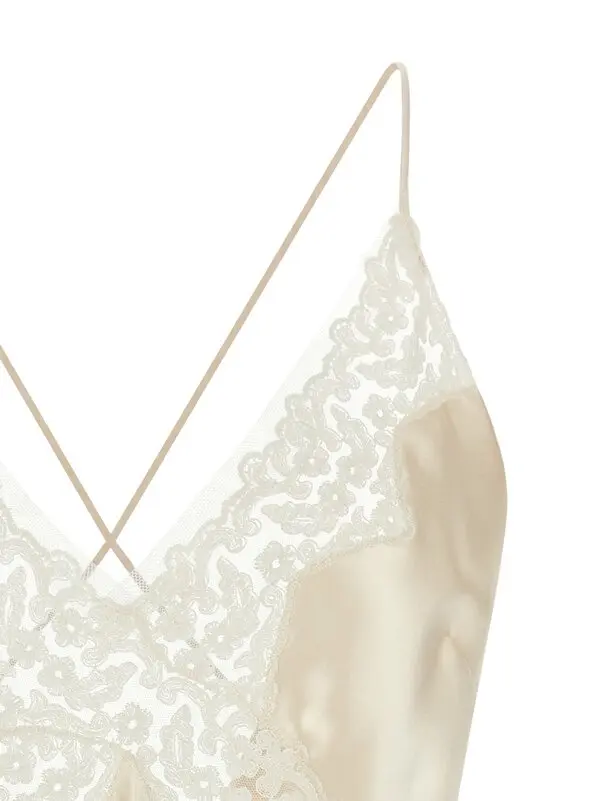 Alberta Ferretti Satin And Lace Top