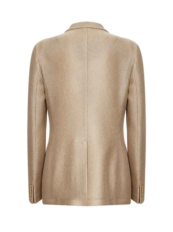 Tagliatore Beige Jacquard Cotton Double-breasted Blazer