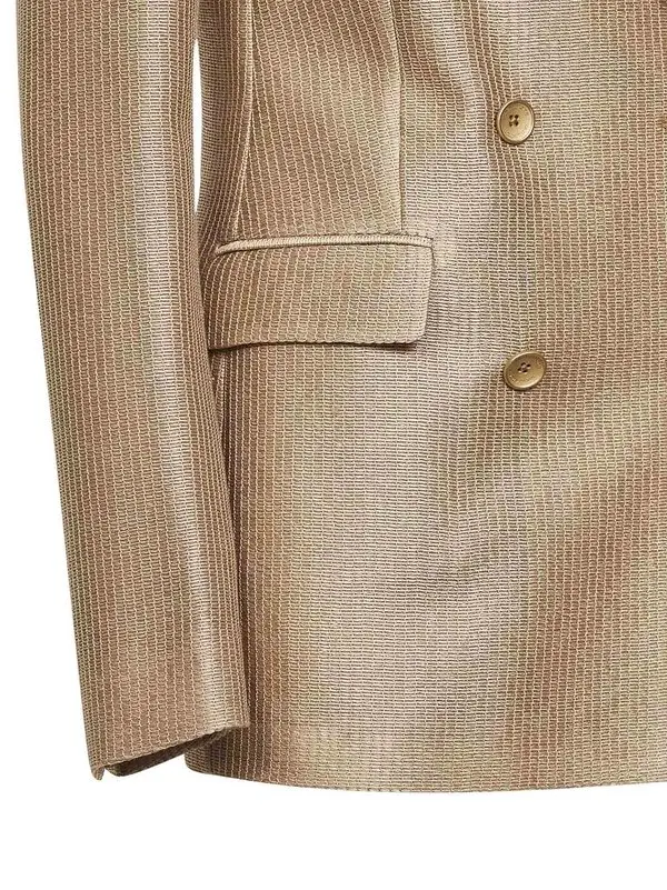 Tagliatore Beige Jacquard Cotton Double-breasted Blazer