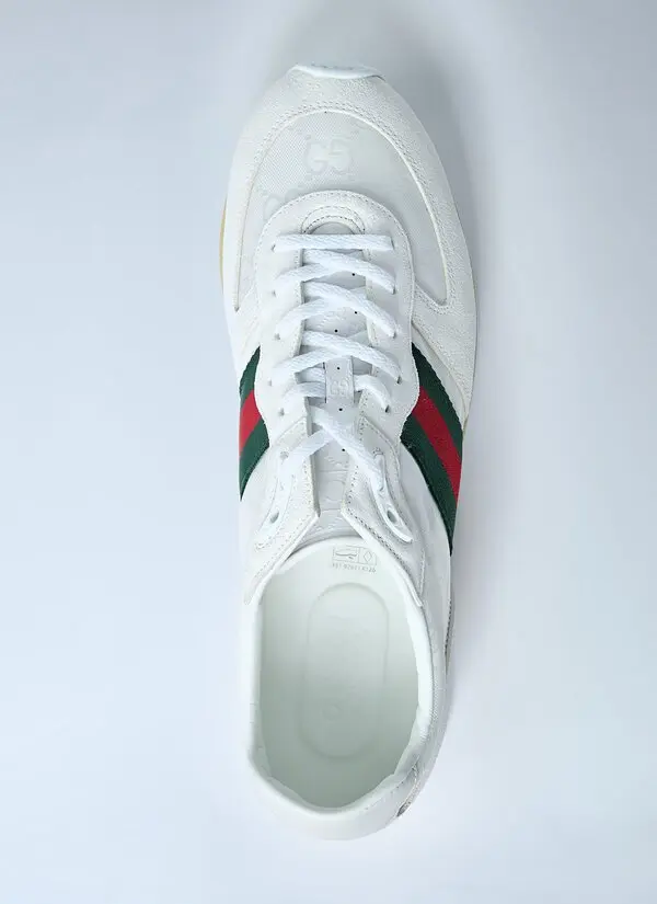 Gucci Re-motion Suede And Gg Motif Low-top Sneakers - White