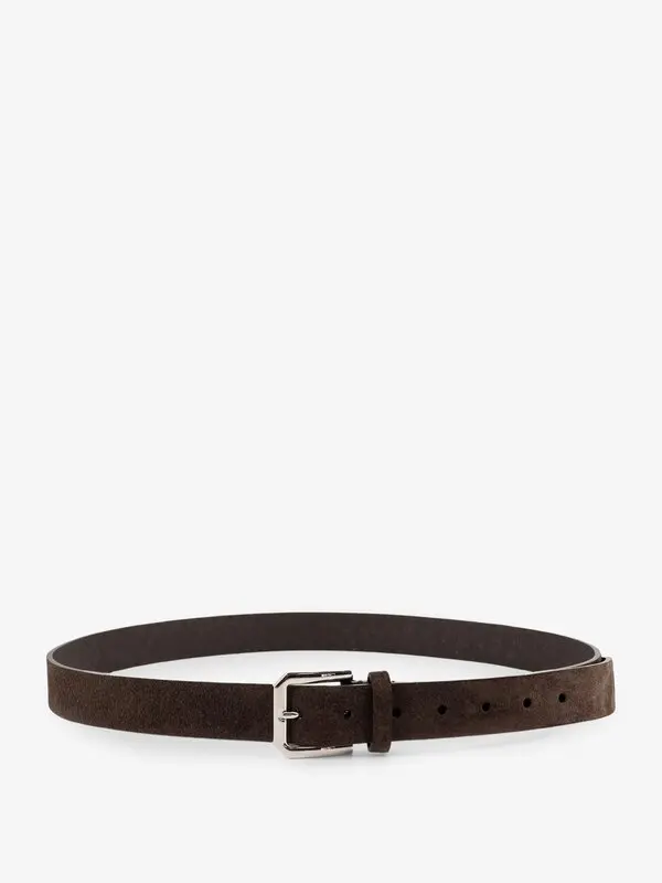 Brunello Cucinelli Suede Belt With Metal Buckle And Tip - Multicolor