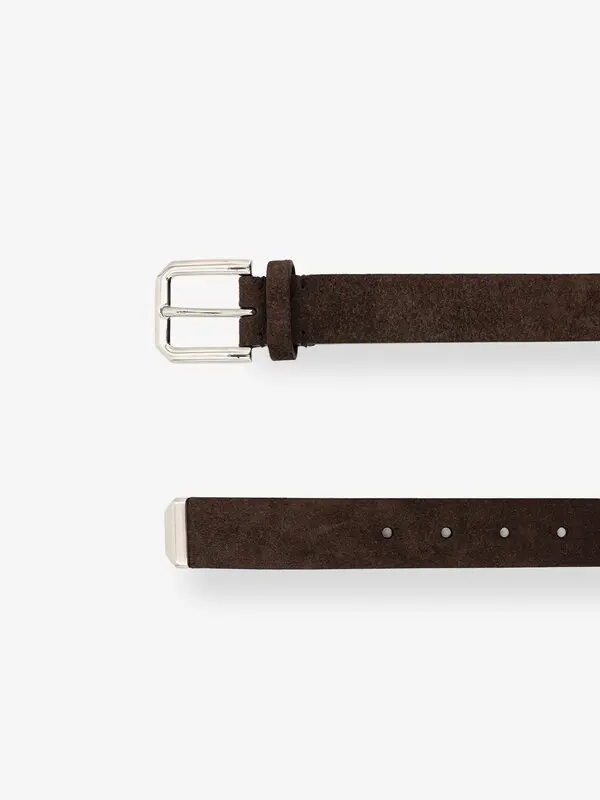 Brunello Cucinelli Suede Belt With Metal Buckle And Tip - Multicolor