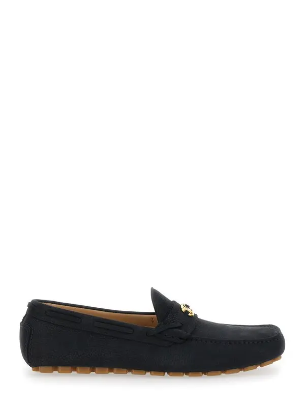 Valentino Garavani Suede Loafers With Vlogo Plaque - Black