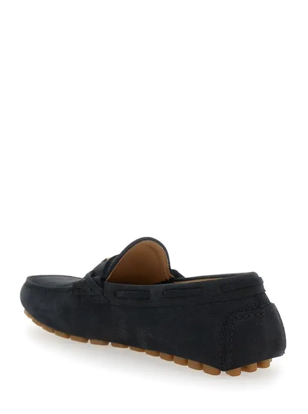 Valentino Garavani Suede Loafers With Vlogo Plaque - Black