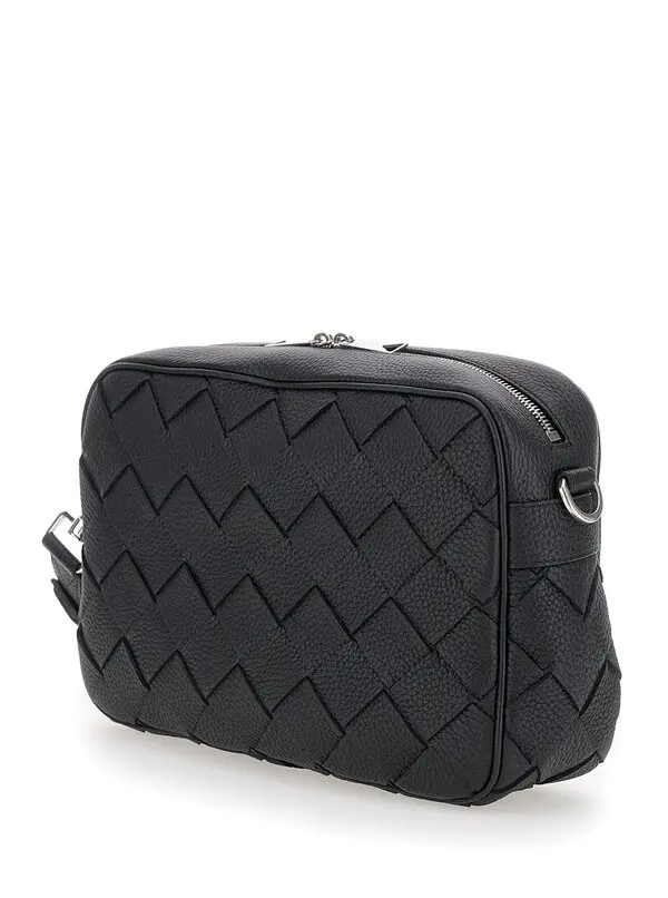 Bottega Veneta Medium Messenger Bag In Hammered Leather With Intreccio Motif