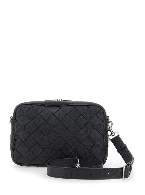 Bottega Veneta Medium Messenger Bag In Hammered Leather With Intreccio Motif