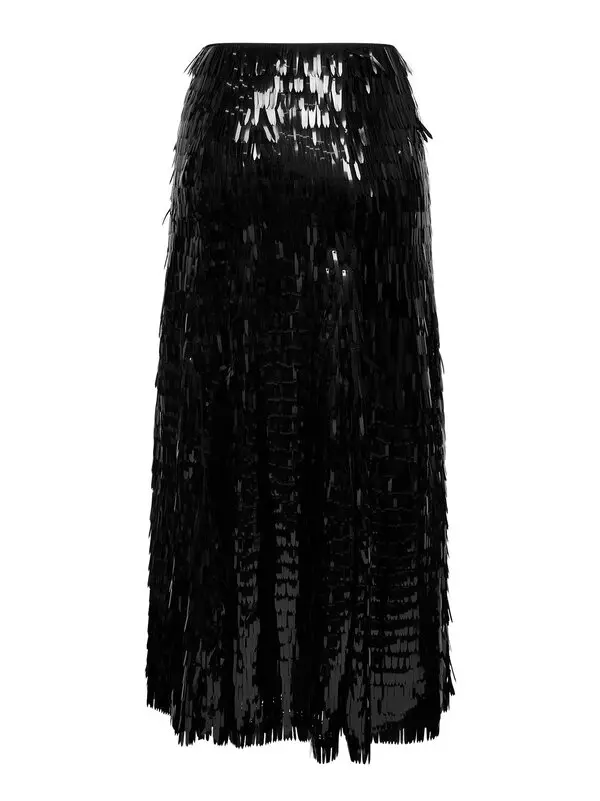 SELF-PORTRAIT Black Sequin Midi Skirt