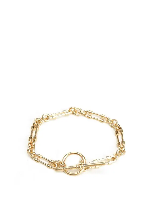 Saint Laurent T-bar Bracelet With Chain And Toggle Closure - Gold