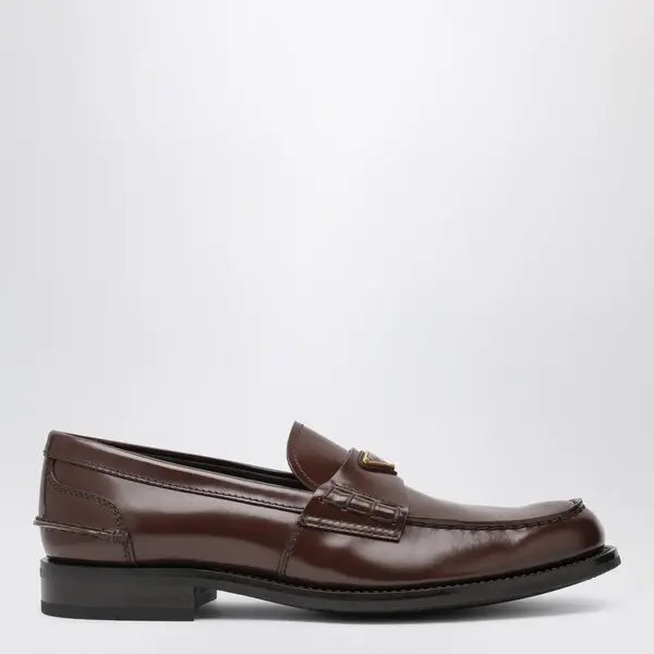 Prada Brushed Leather Moccasins - Brown