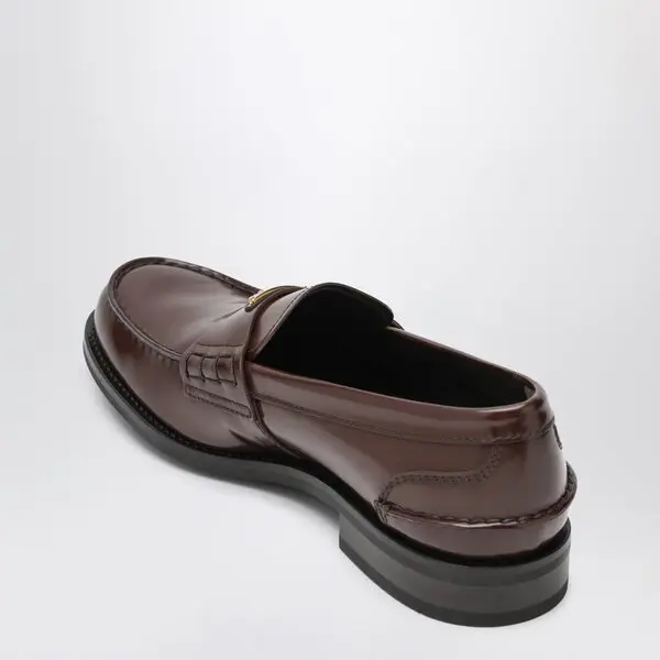 Prada Brushed Leather Moccasins - Brown