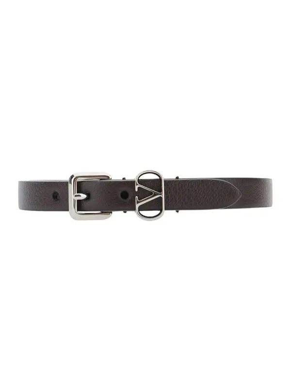 Valentino Garavani Bracelet With Vlogo Buckle Closure In Leather - Brown