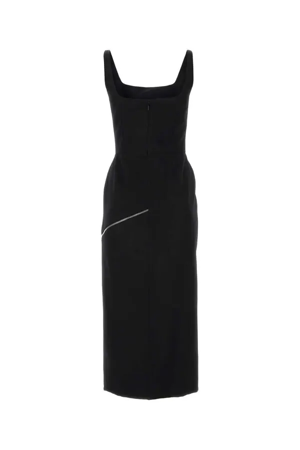 Alexander McQueen Wool Twill Dress With Zip Detail