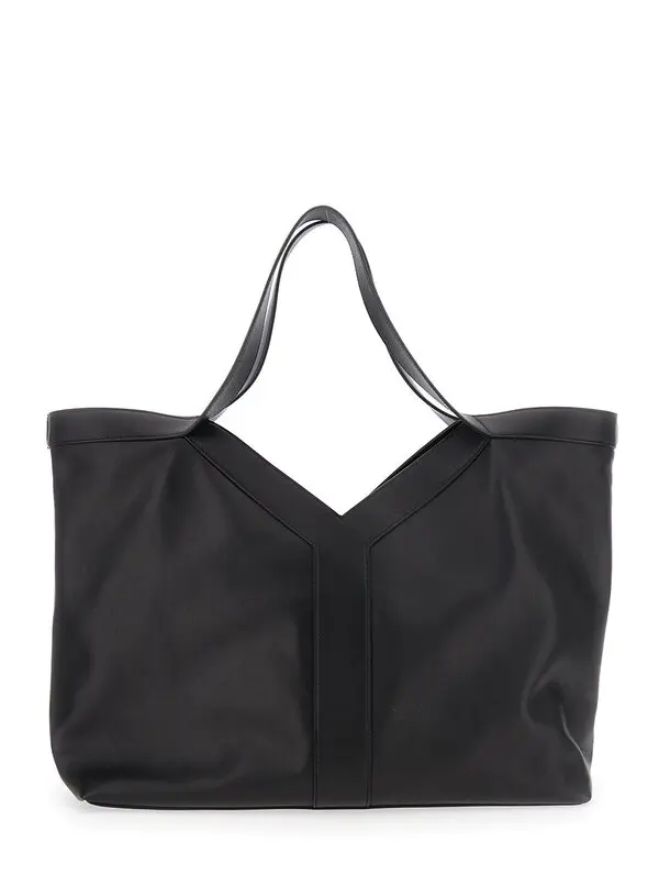 Saint Laurent Tote Bag With Two Top Handles And Hook Closure In Leather - Black