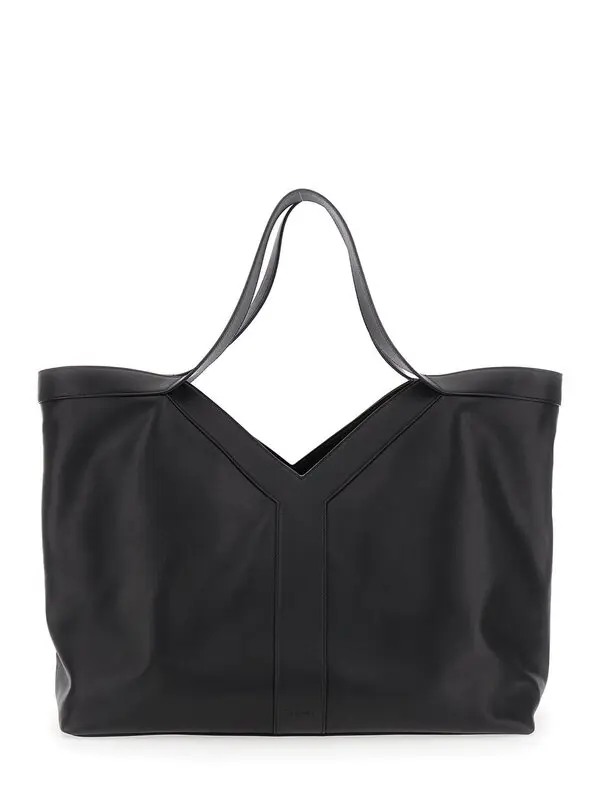 Saint Laurent Tote Bag With Two Top Handles And Hook Closure In Leather - Black