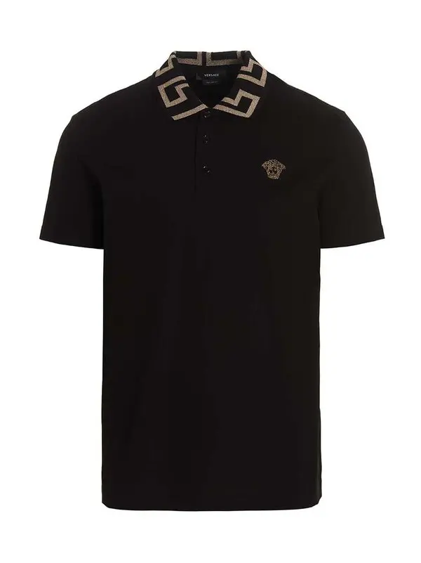 Versace Greca' Polo Shirt - Black