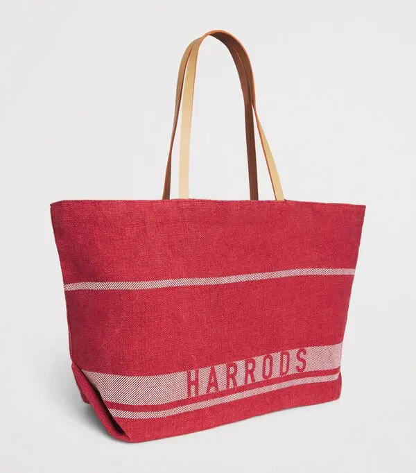 Harrods Jute Stripe Shopper Bag - Red