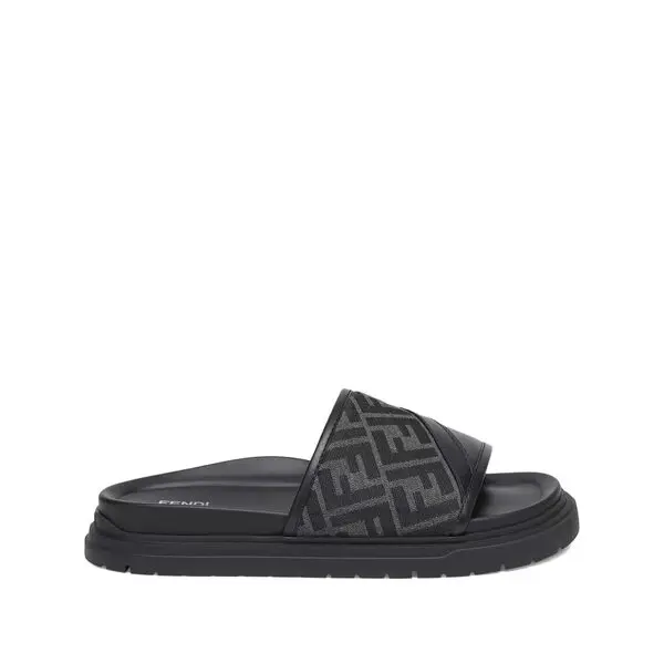 Fendi Ff Jacquard Leather Slides