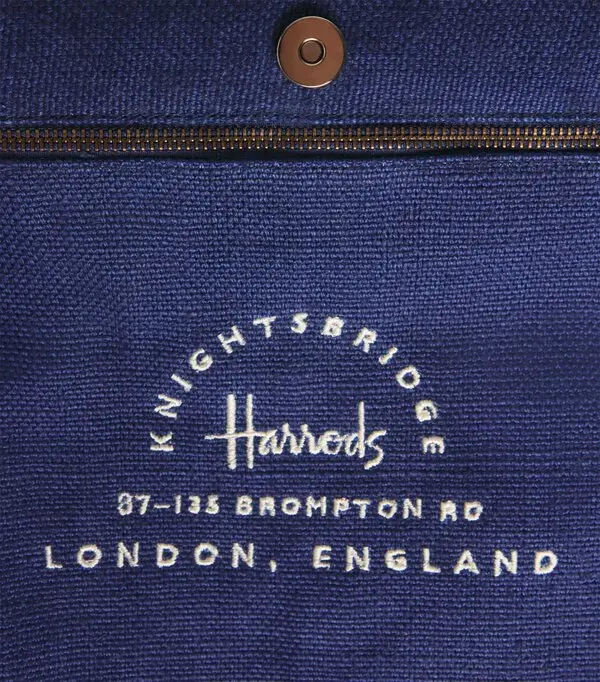 Harrods Jute Stripe Shopper Bag With Leather Straps