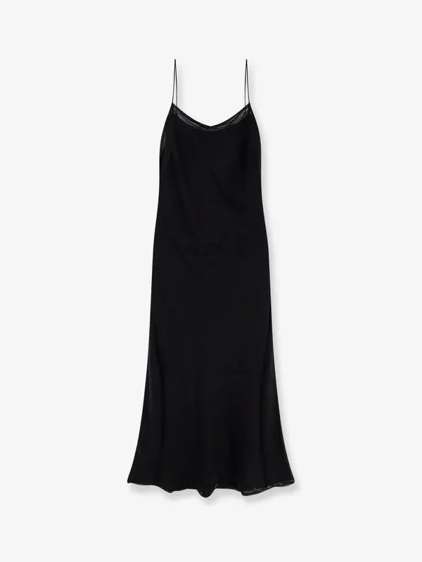 TOTEME Long Silk Dress With Tulle Trim - Black