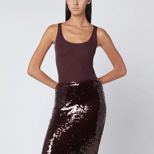 ROBERTO COLLINA Ribbed Wool Tank Top - Purple