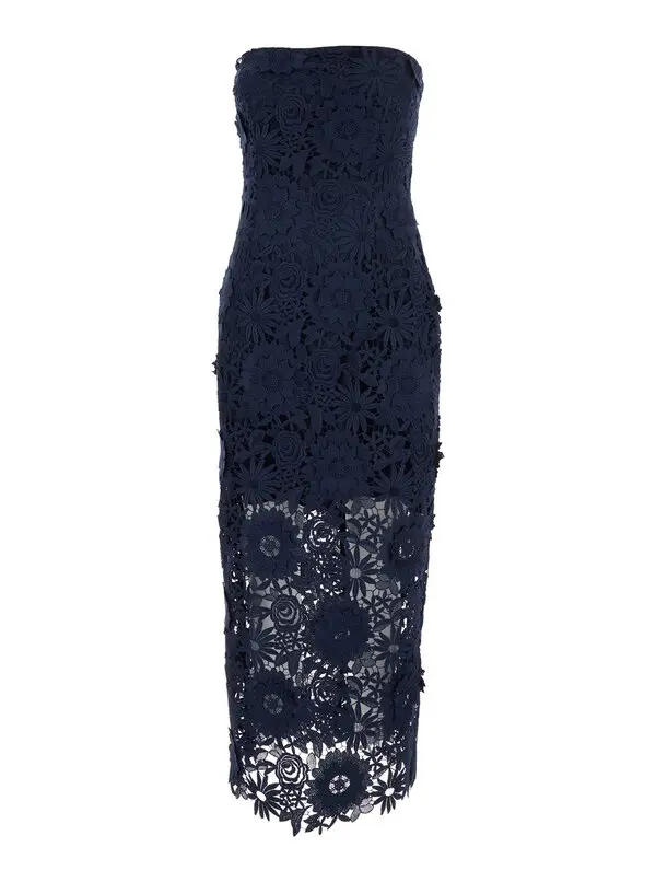 ROTATE BY BIRGER CHRISTENSEN Floral Lace Strapless Dress