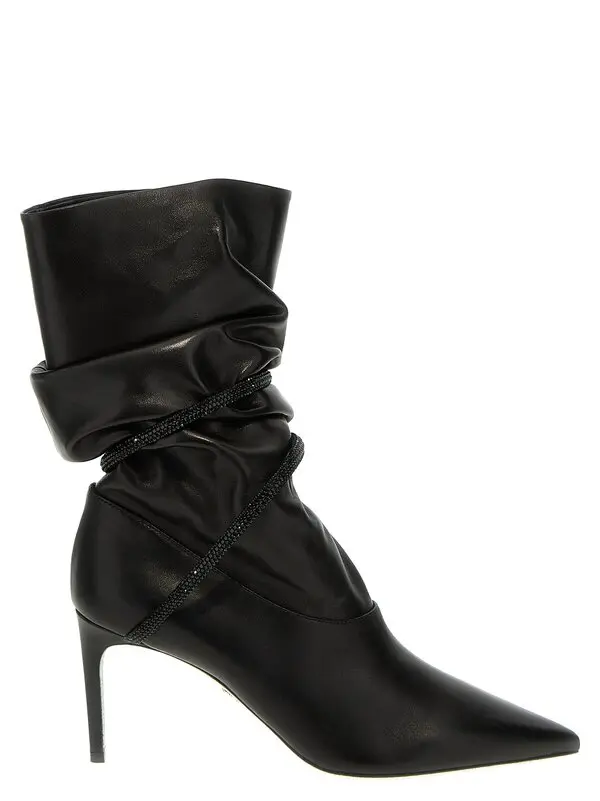 Rene Caovilla Rhinestone Nappa Ankle Boots