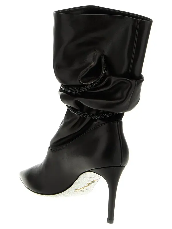 Rene Caovilla Rhinestone Nappa Ankle Boots